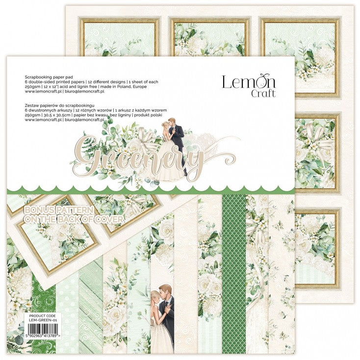 LEMONCRAFT Greenery 12" x 12" Paper pack Green- 01 – The Scrapbooker's ...