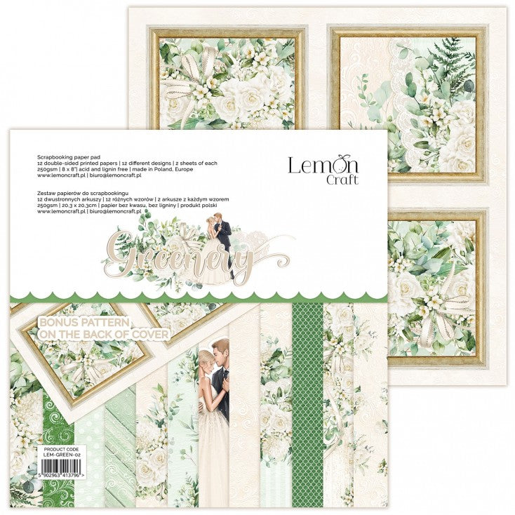LEMONCRAFT Greenery 8" x 8" paperpack GREEN - 02 – The Scrapbooker's ...