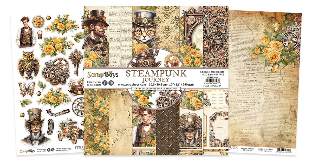 SCRAPBOYS STEAMPUNK JOURNEY 12 X 12 PAPER PACK 250GSM – The Scrapbooker ...